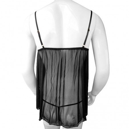 Sheer Mesh Mens Crossdresser Lingerie Set Adjustable Straps See thru ...